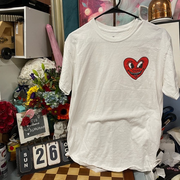 keith haring | Shirts | Keith Haring Heart Art Graphic Tshirt Men White ...